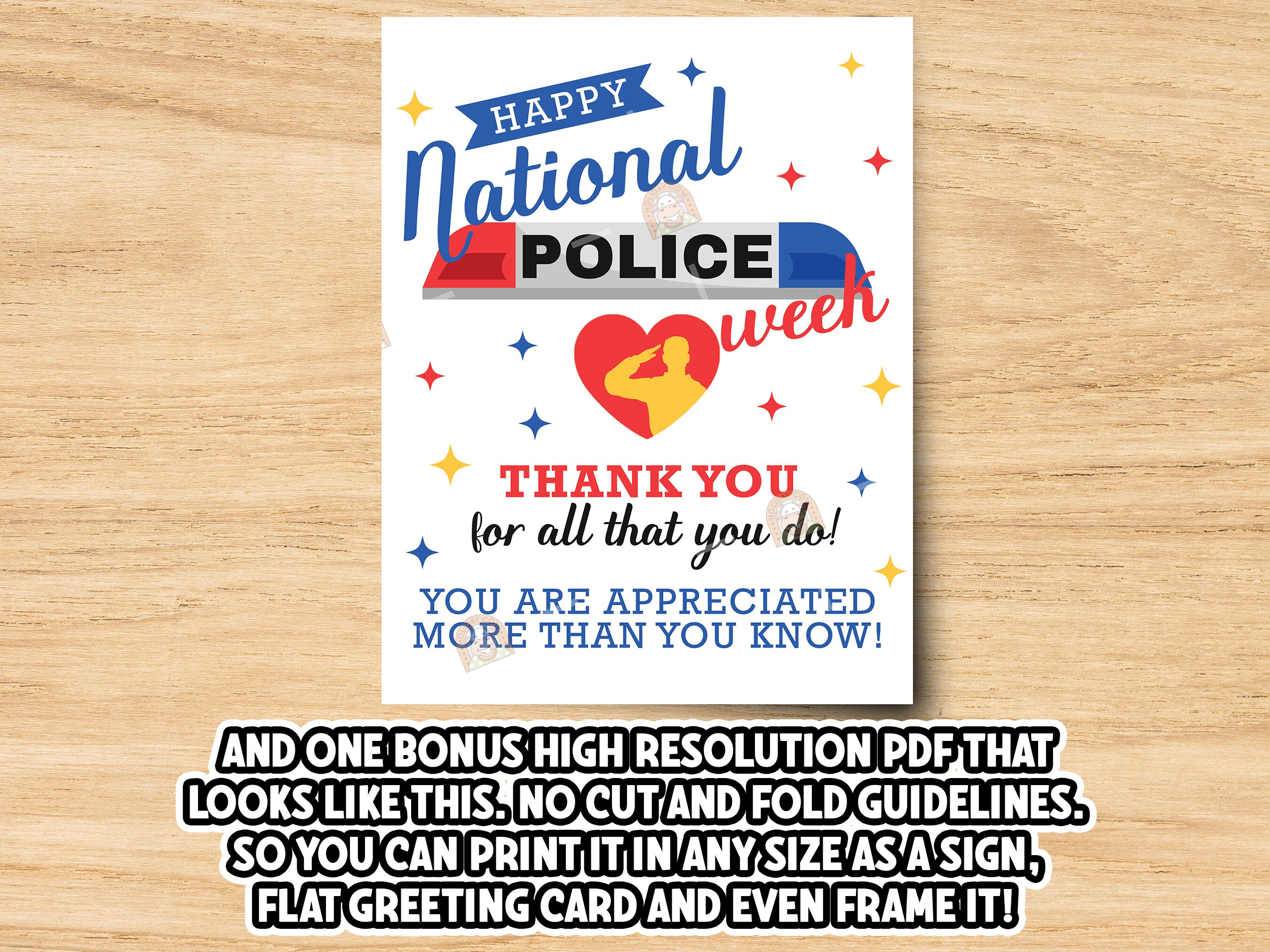 Police Week Card Printable, National Police Officers Week Card, Police ...