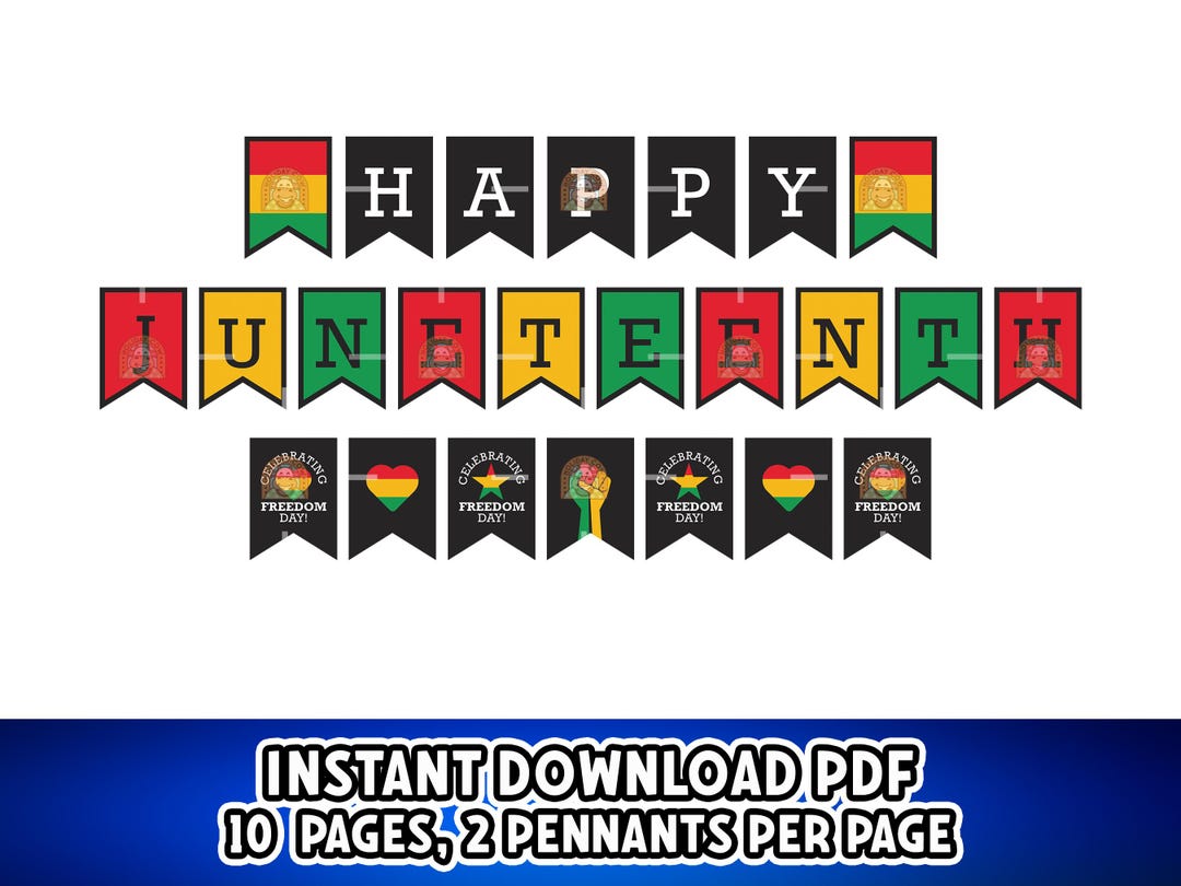 Juneteenth Banner Printable, Happy Juneteenth Party Decor, Freedom Day ...