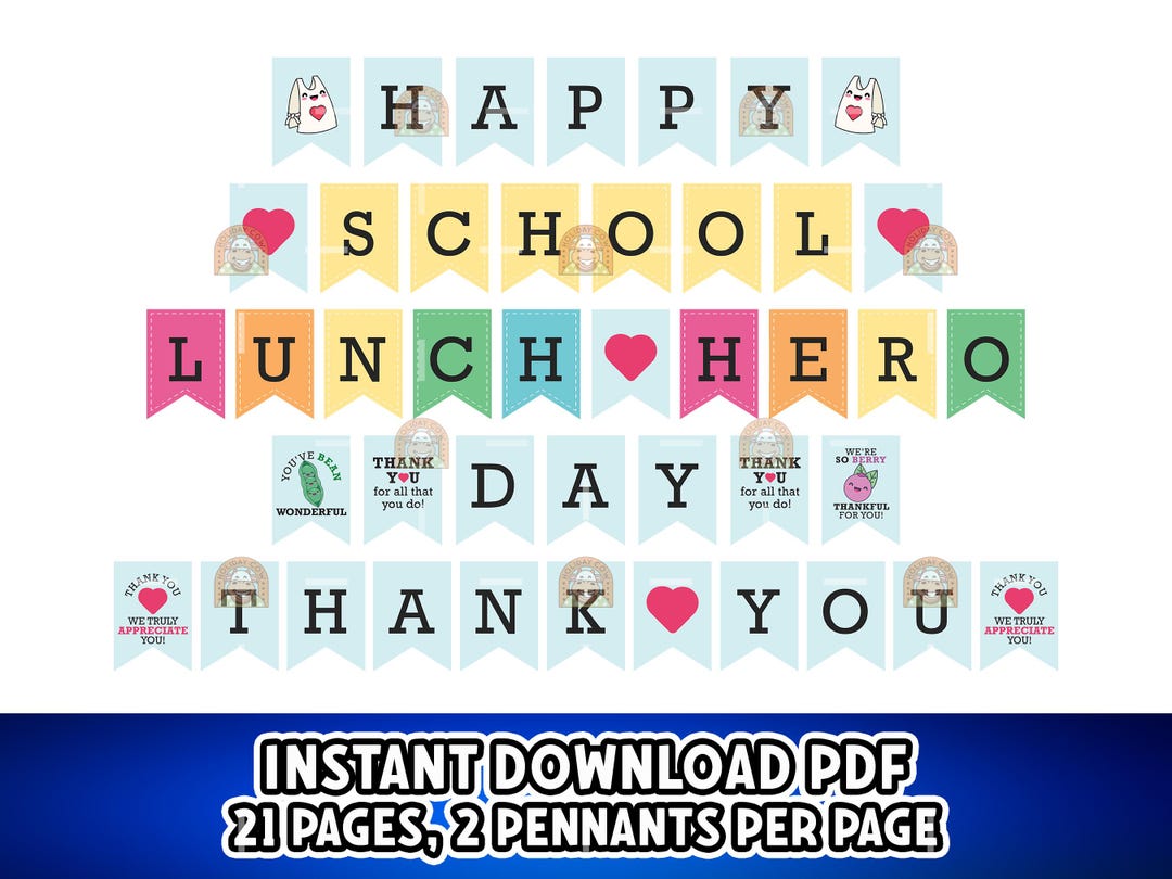 School Lunch Hero Day Banner Printable, School Lunch Hero Thank You ...