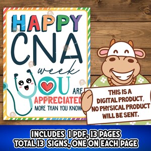 CNA Week Signs Printable Bundle, Certified Nursing Assistant Gifts, CNA ...