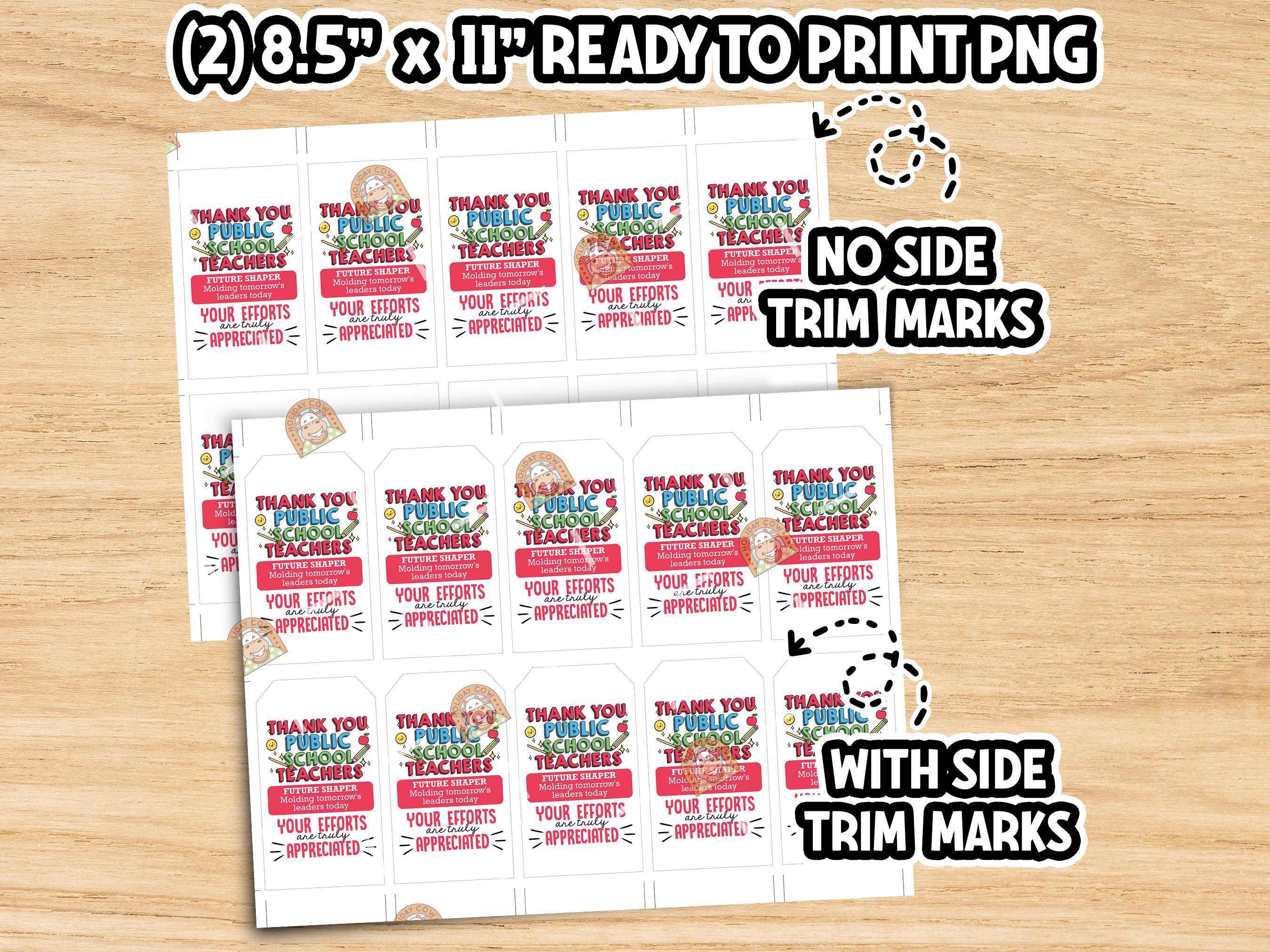 Public School Teacher Gift Tag Printable, Public Education Thank You ...