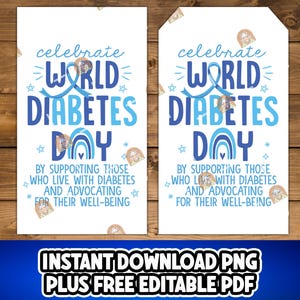 World Diabetes Day Tag Printable, Diabetes Awareness Month, World ...