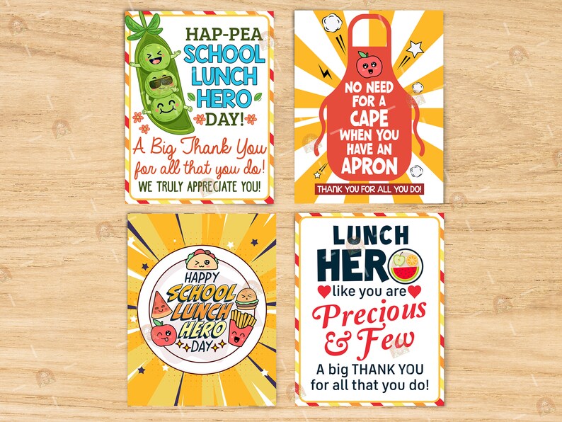 School Lunch Hero Day Sign Set of 10, Printable School Lunch Hero Thank ...