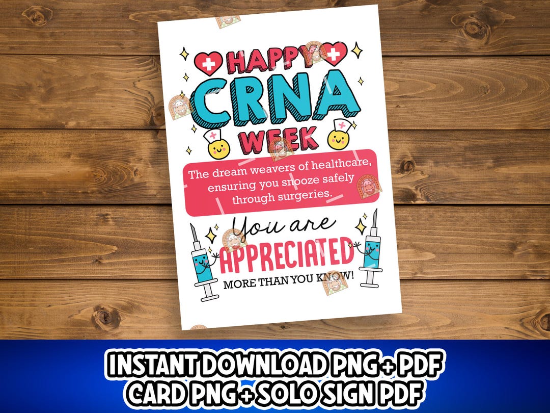 CRNA Week Gift, CRNA Week Card Printable, Nurse Anesthetist Week Gift ...