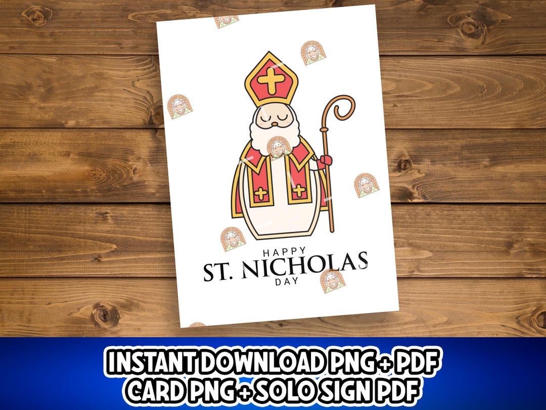 St Nicholas Day Card Printable, Saint Nicholas Day Sign, St. Nicholas ...