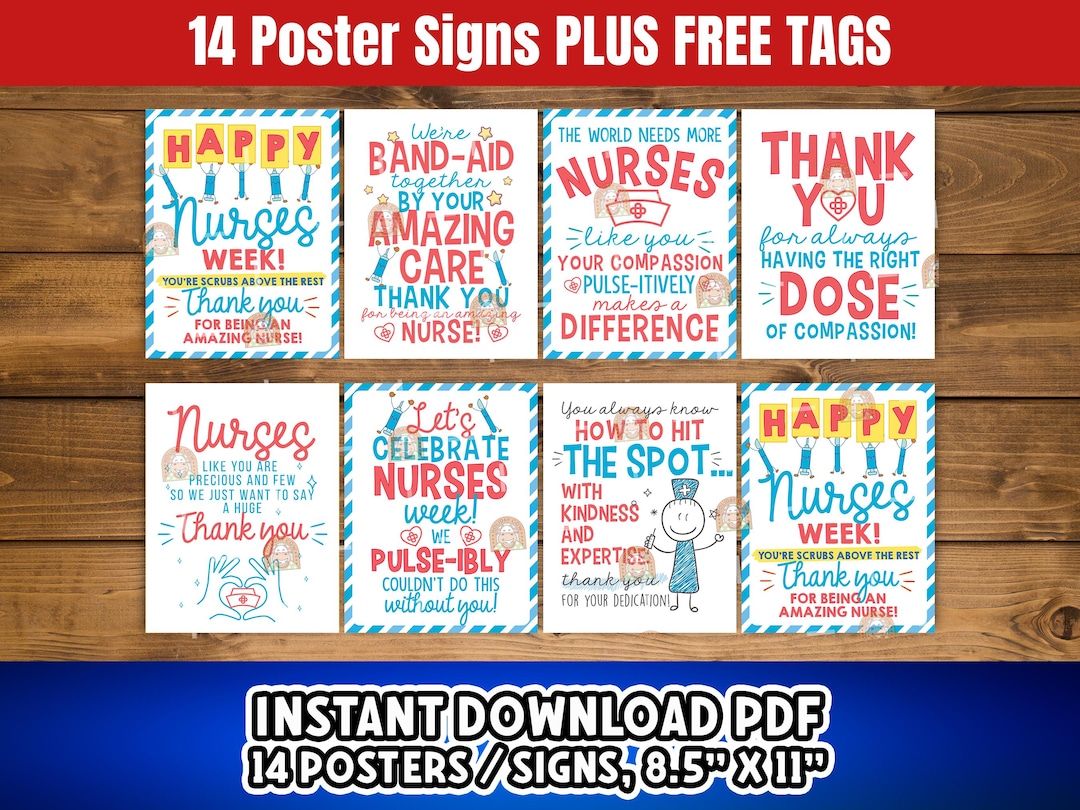 Nurses Week Signs, Printable National Nurses Week Poster, Thank You ...