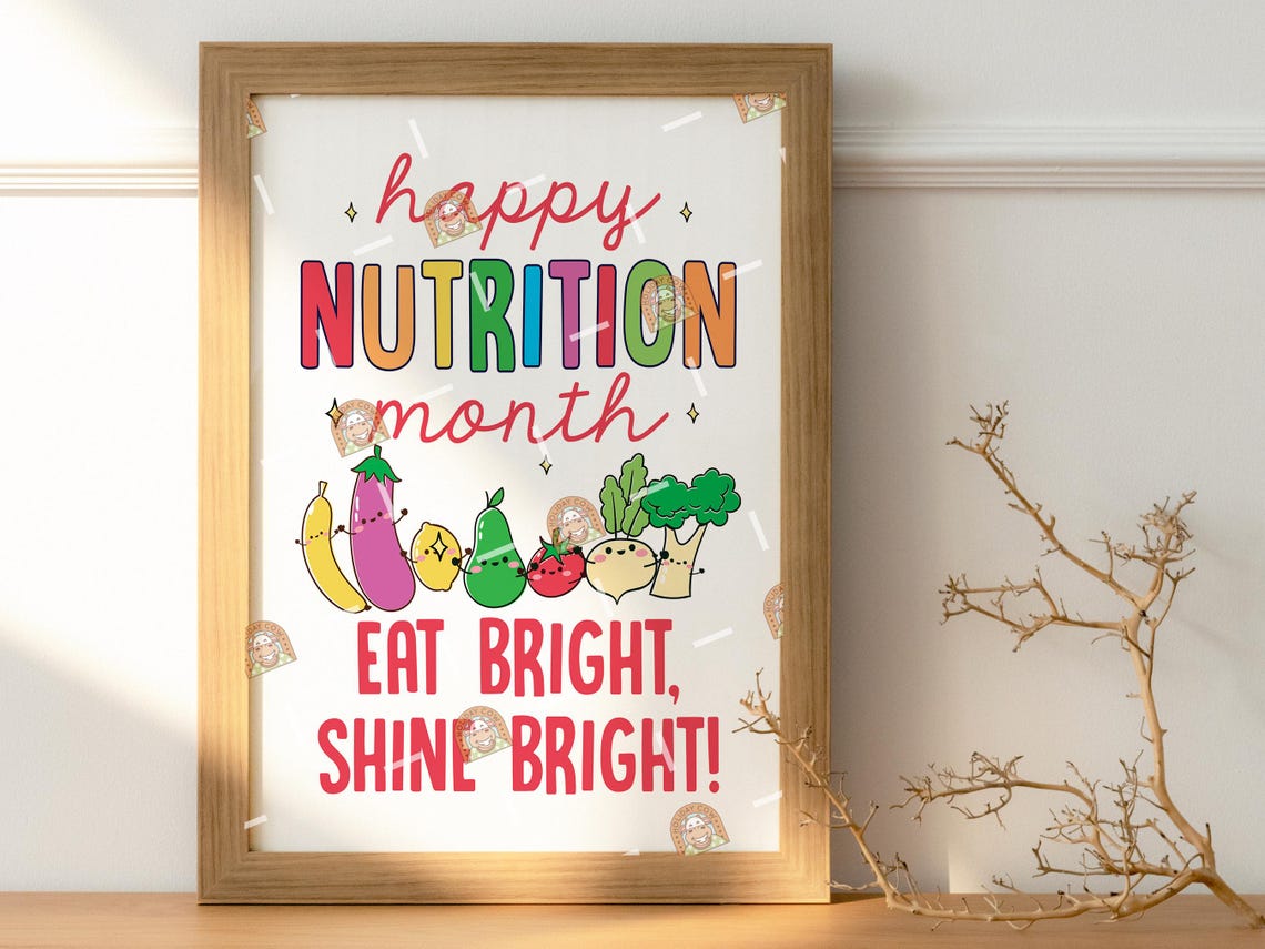 Nutrition Month Sign Printable, School Nutrition Month Décor, Nutrition ...