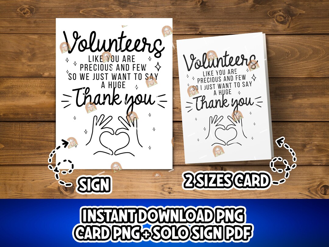 Volunteer Gift, Volunteer Card Printable, Volunteer Thank You Sign ...