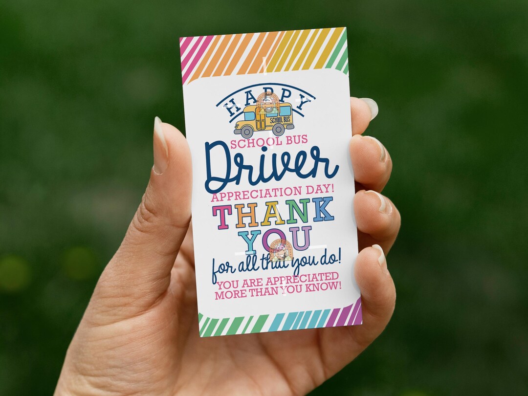 Printable School Bus Driver Appreciation Day Gift Tag, School Bus ...