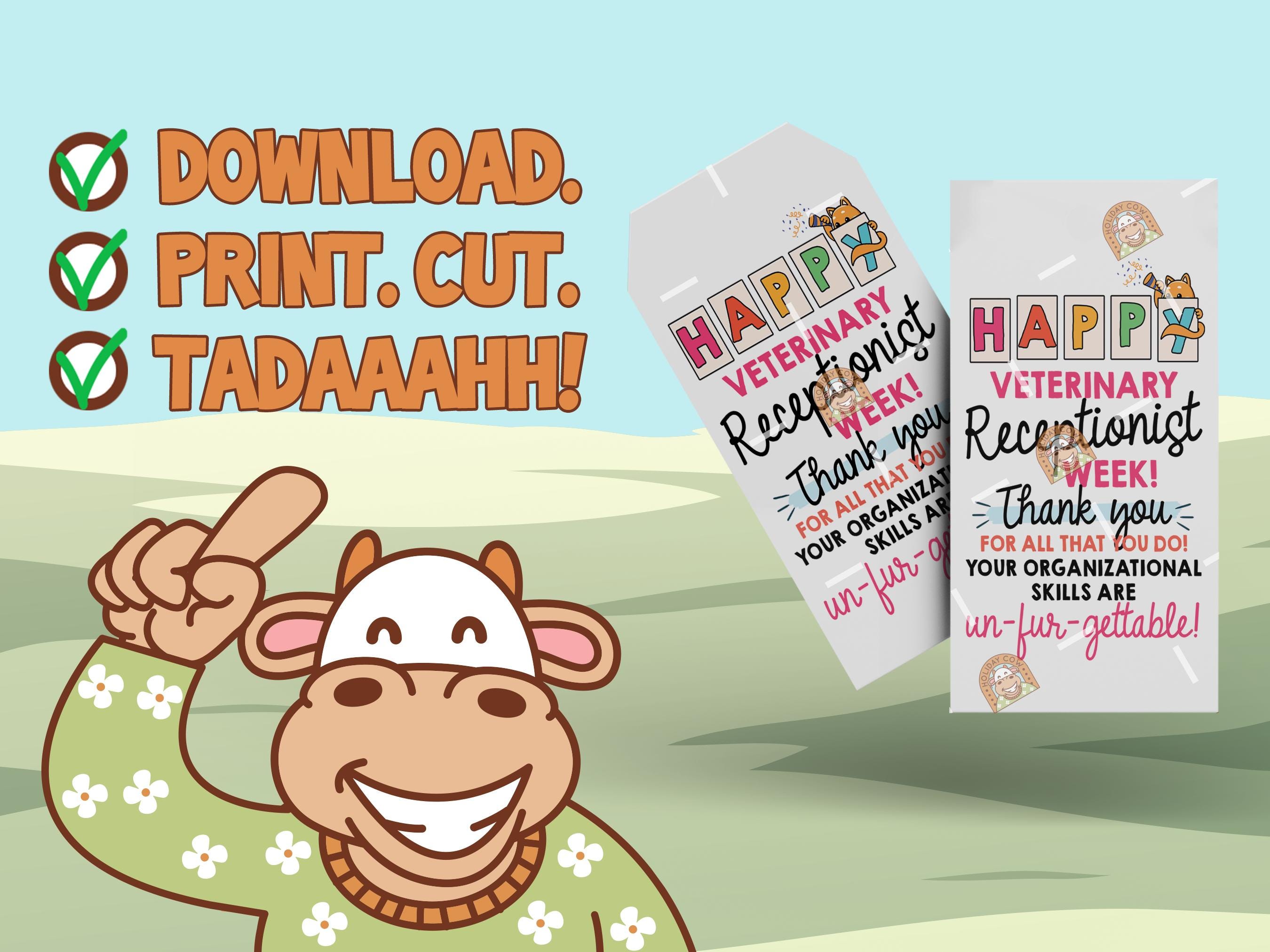 Printable Veterinary Receptionist Week Gift Tag, Veterinary ...