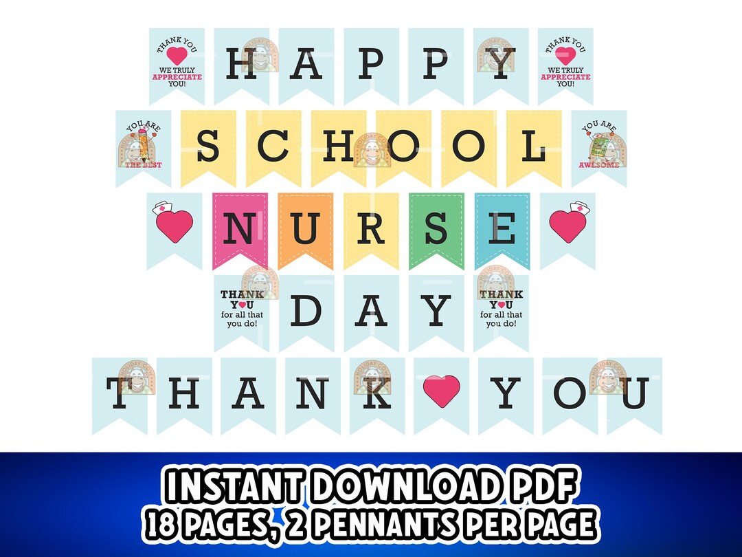 School Nurse Day Banner Printable, Thank You School Nurse Banner ...