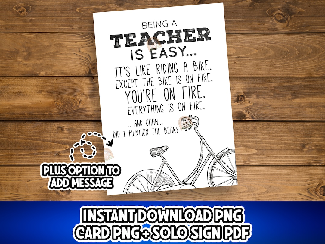 Funny Teacher Thank You Card, Teacher Appreciation Week Printable Card ...