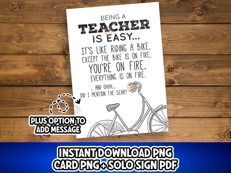 Funny Teacher Thank You Card, Teacher Appreciation Week Printable Card ...
