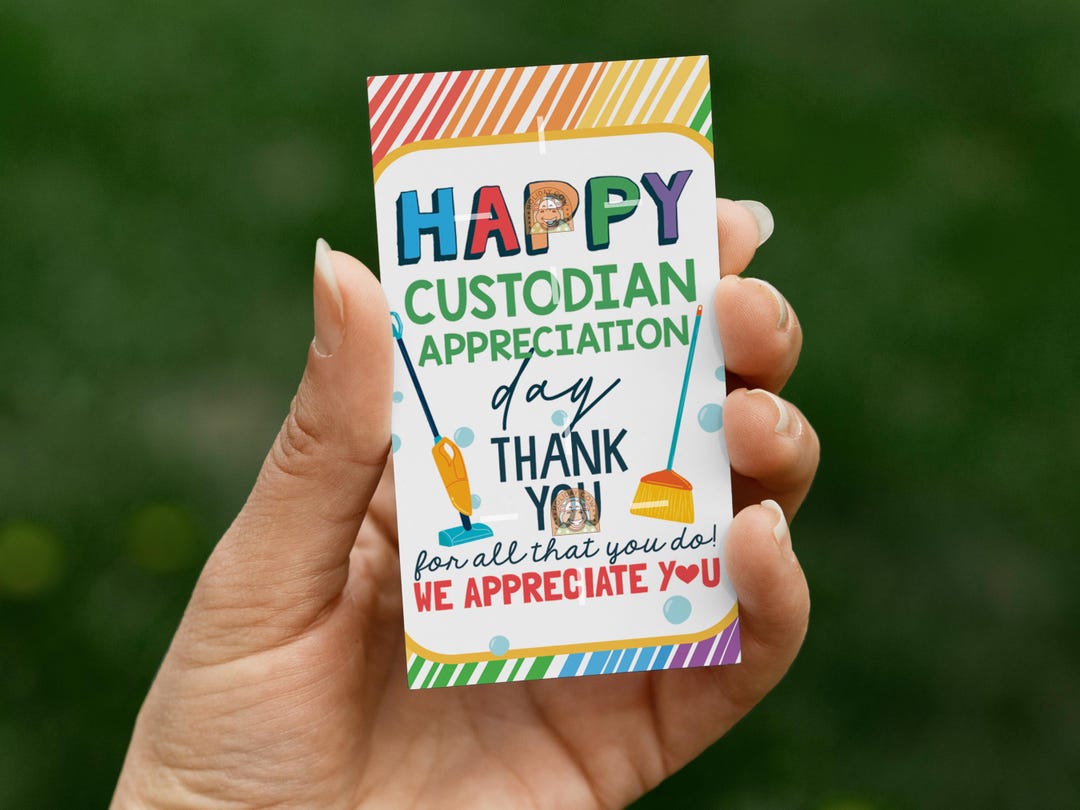 Custodian Gift Tag, School Custodian Day Tag Printable, Custodian Appreciation Gift Tag, Thank ...