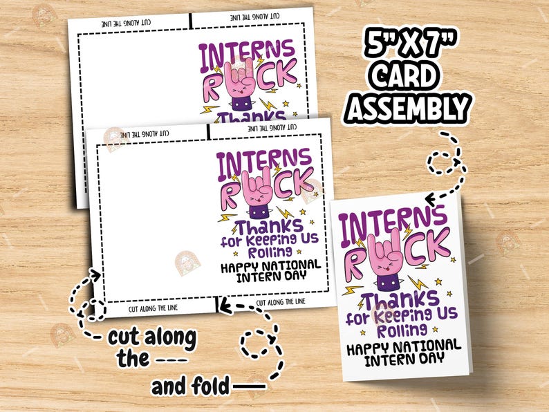 Intern Card, Intern Rocks Printable Card, Happy Intern Day Gift, Intern ...