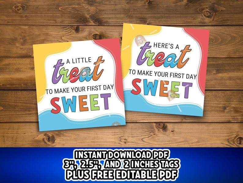 First Day of School Tags Printable, Student Sweet Treat Tag, Teacher ...