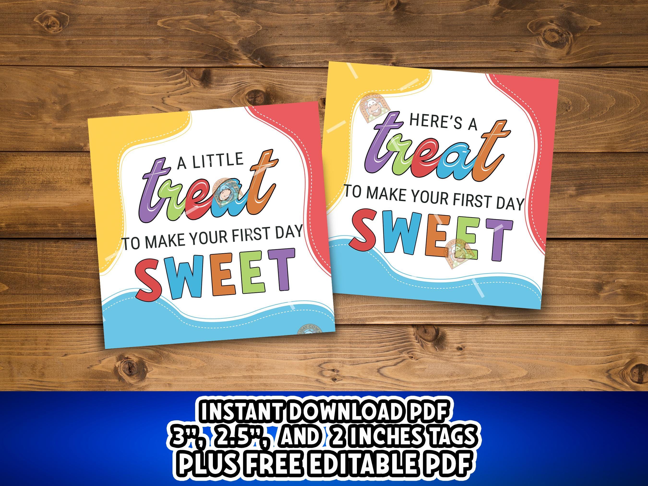 First Day of School Tags Printable, Student Sweet Treat Tag, Teacher ...