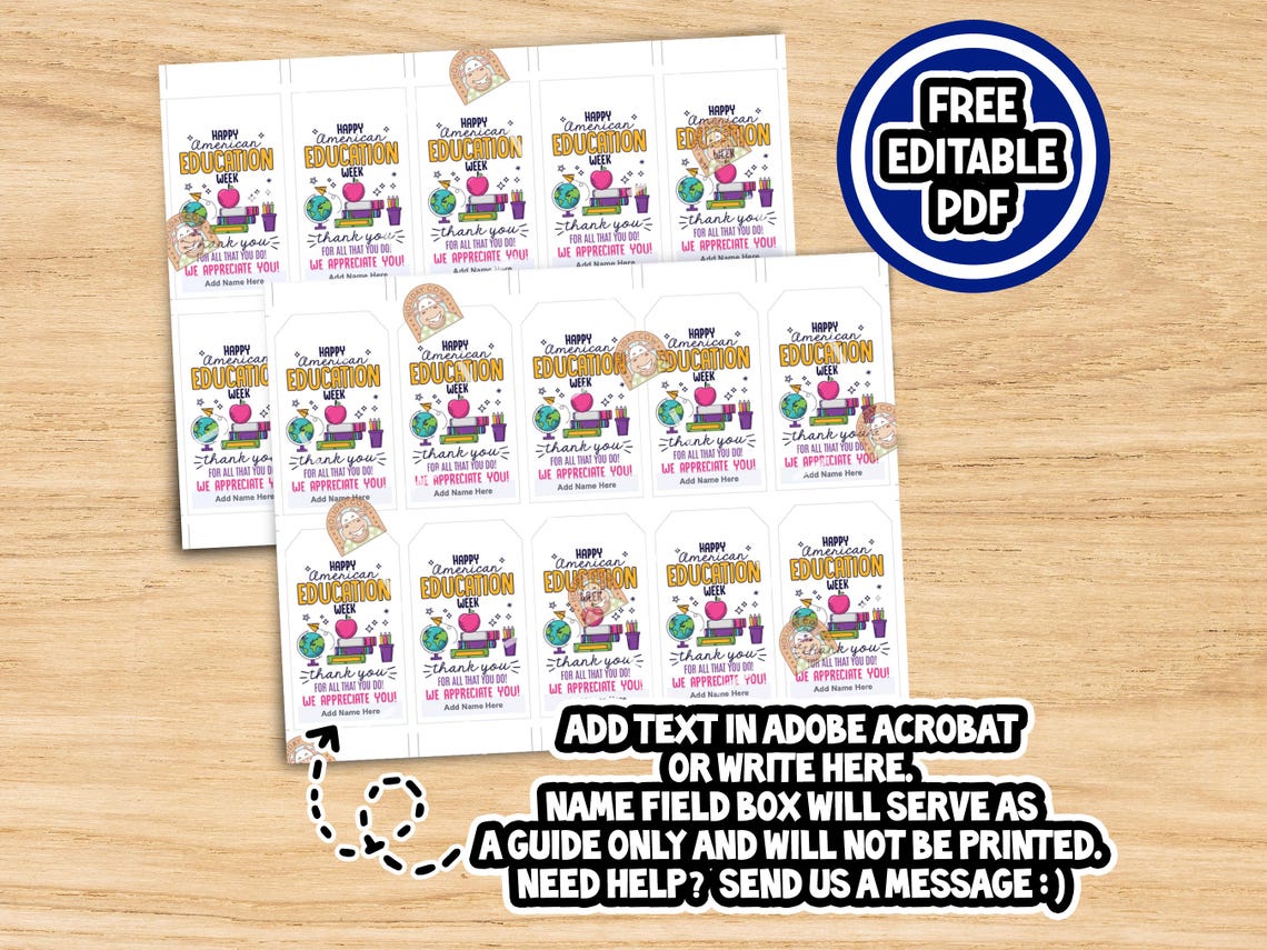American Education Week Tags, Thank You Teacher Tag, Educator Tag ...