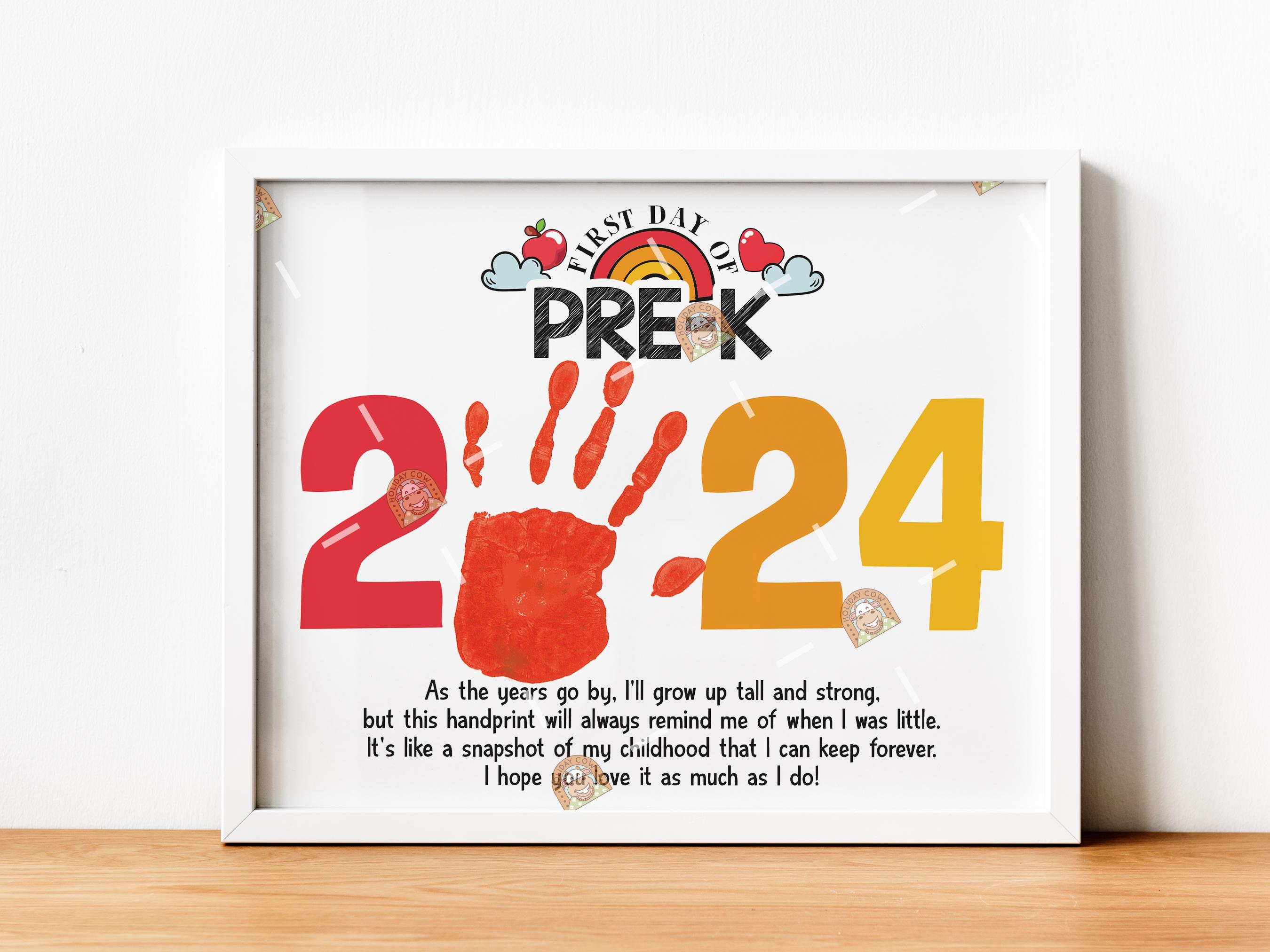 First Day of Pre-k Handprint Art Printable, Pre-kinder Back to School ...