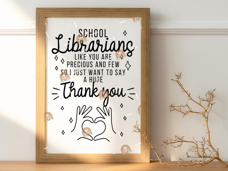 Librarian Gift, Printable School Librarian Card, Thank You Librarian ...