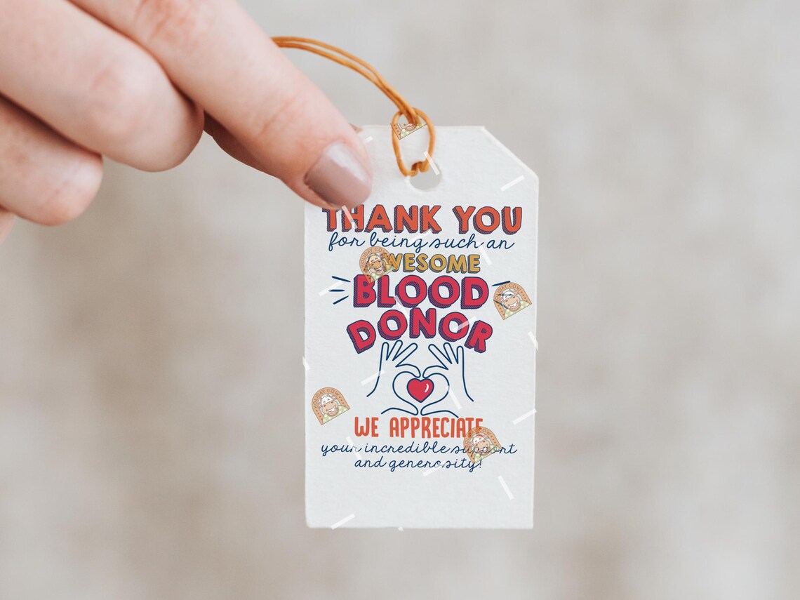 Blood Donors Gift Tag, Printable Blood Donor Month Tags, Thank You ...