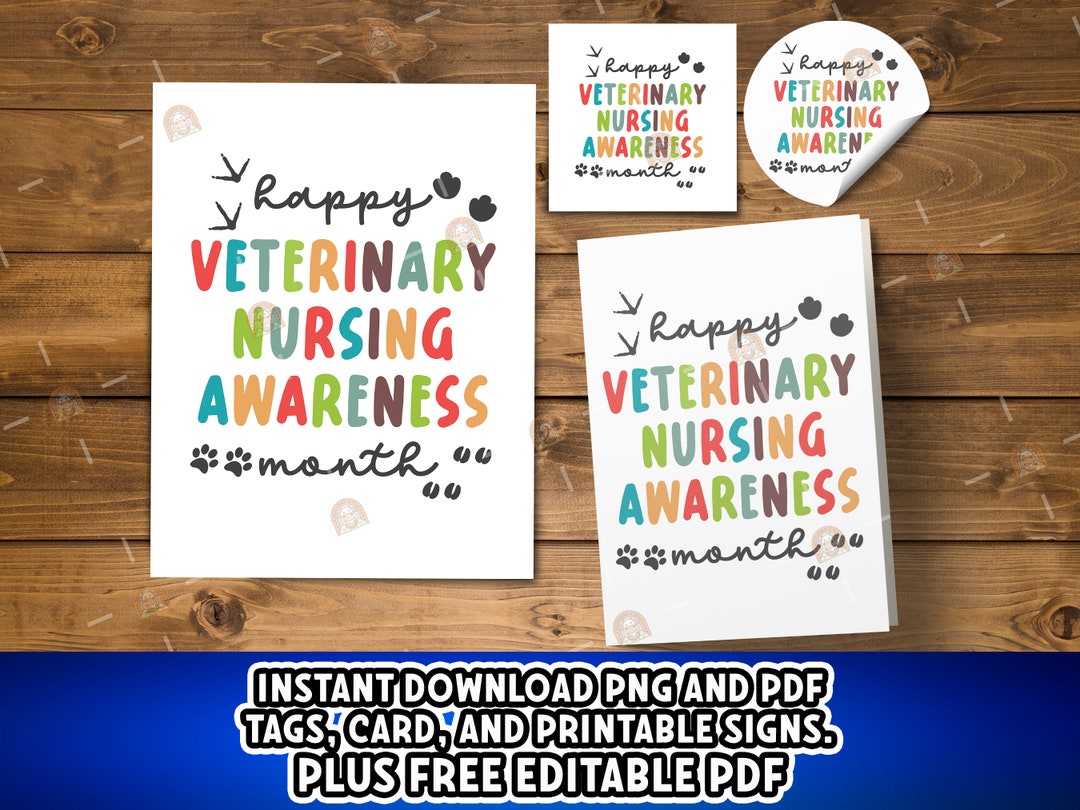 Veterinary Nursing Awareness Month Printable Bundle, VNAM Tags ...