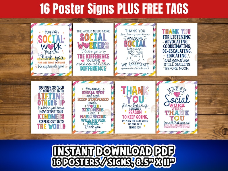 Social Work Month Printable Signs, Thank You Social Worker Appreciation ...