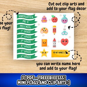 First Day of Kindergarten Flag, Printable First Day of School Pennant ...
