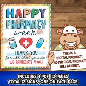 Pharmacy Week Sign Printable, Pharmacist Thank You Gift, Happy Pharmacy ...