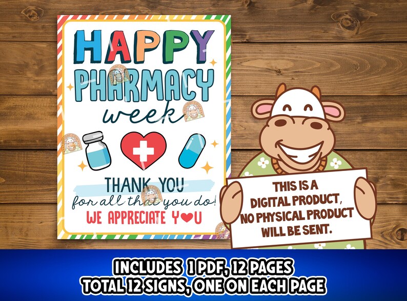 Pharmacy Week Sign Printable, Pharmacist Thank You Gift, Happy Pharmacy ...