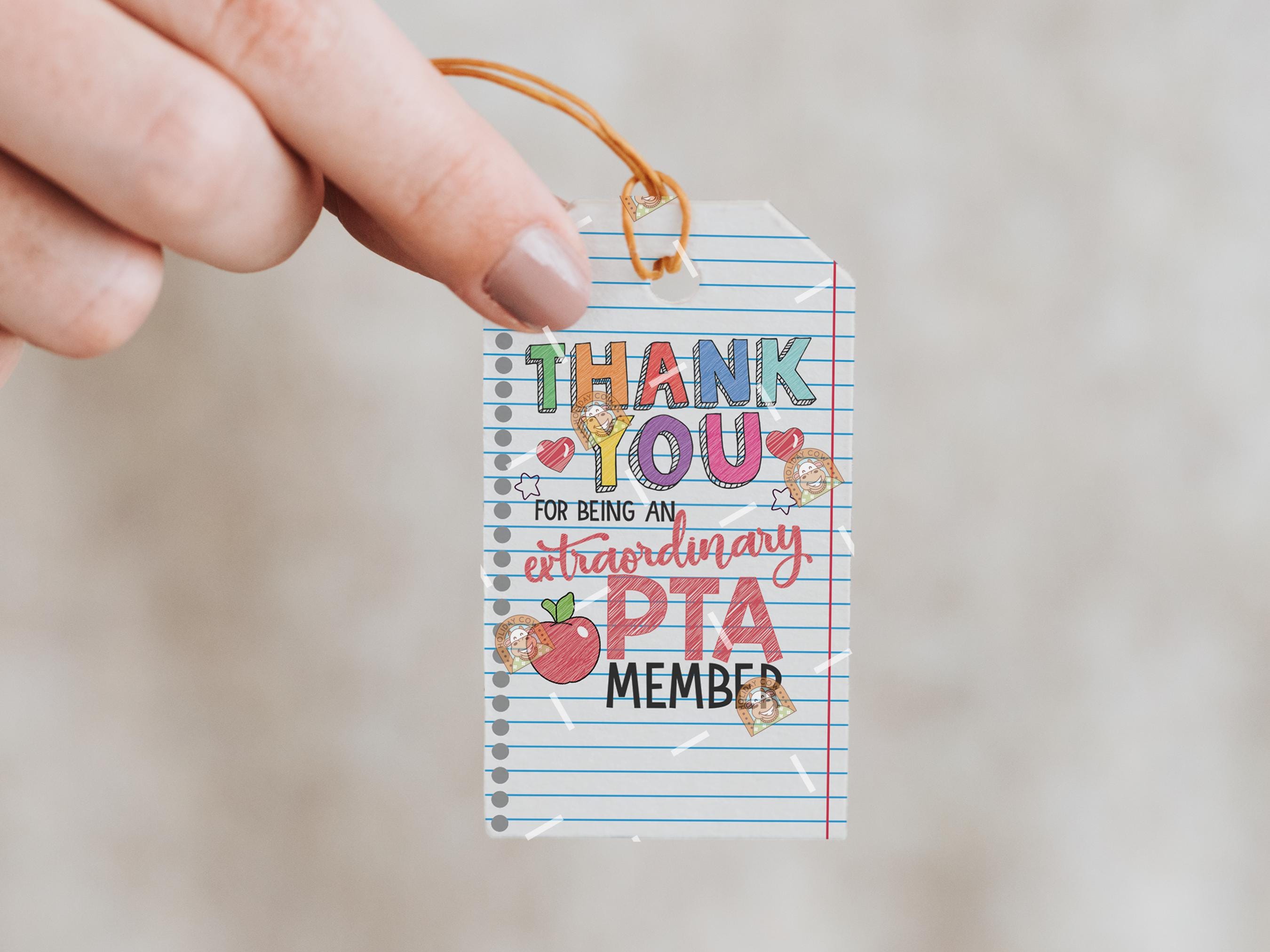 PTA Members Gift Tag, Printable School Parent Teacher Association Tags ...