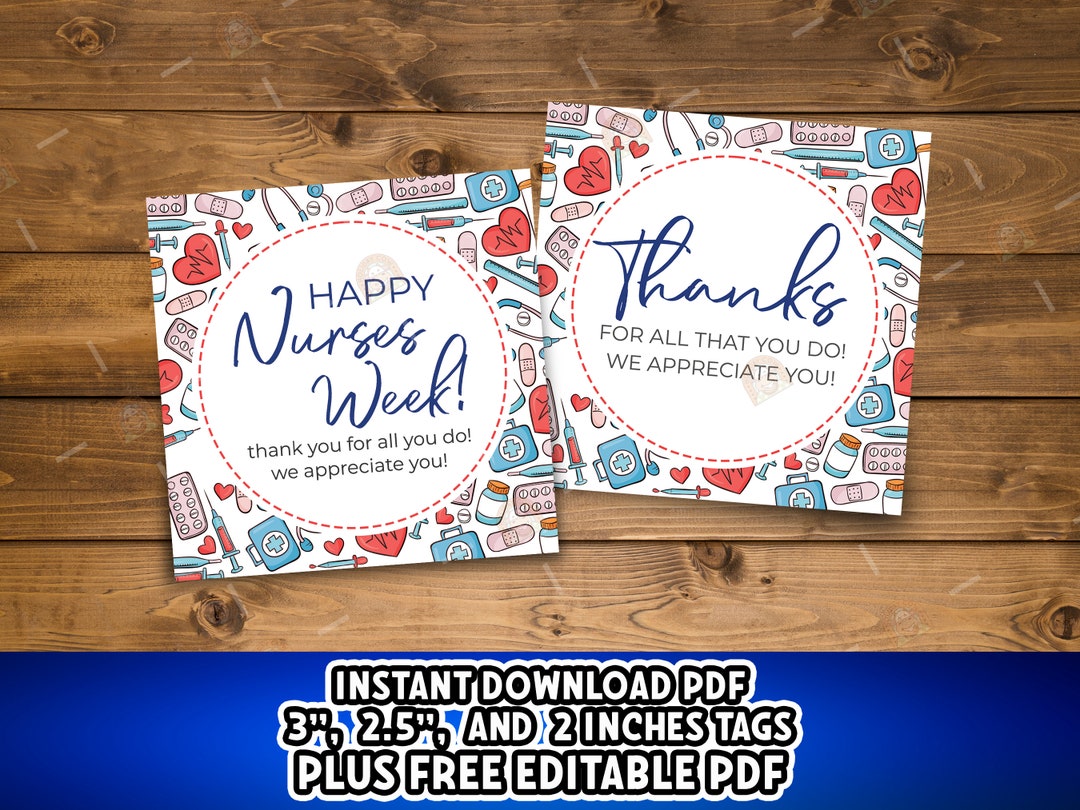 Nurses Week Tag, Printable National Nurses Week Tag, Nurses Week Gift ...