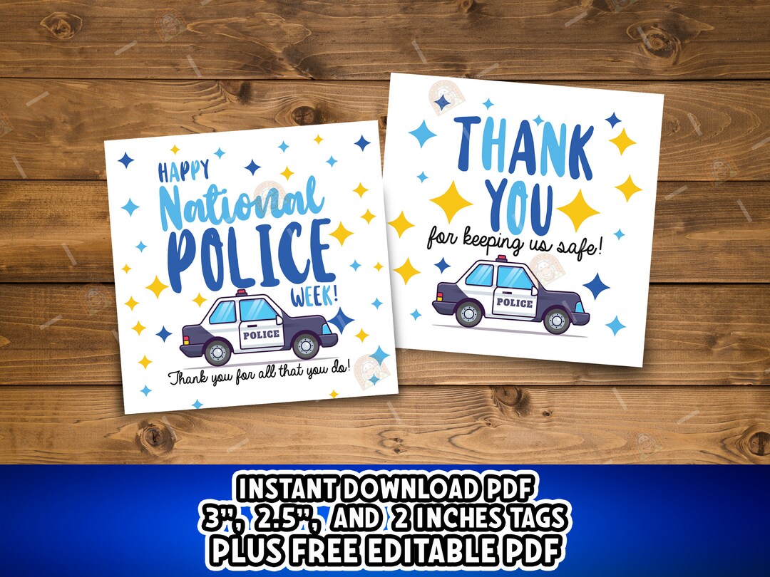 Police Week Tags Printable, National Police Officers Week Gift Tag ...