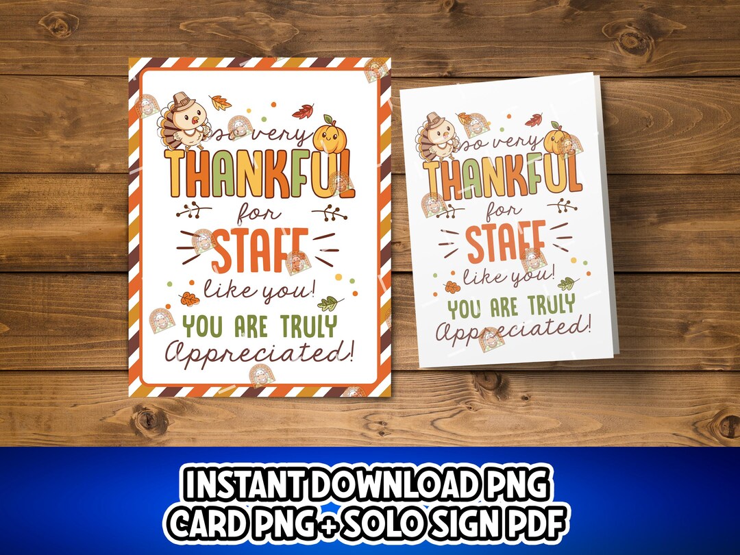 Thanksgiving Card Printable, Fall Staff Gift, Company Staff Thank You ...