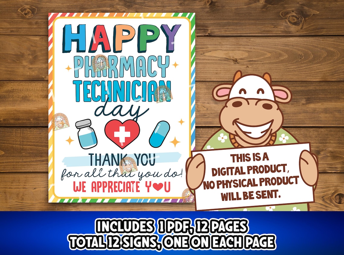 Pharmacy Tech Day Signs Printable, Pharmacy Technician Day Gift ...