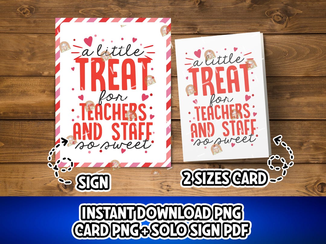 Valentine Teacher Treat Sign, Printable Teacher Valentine Card ...