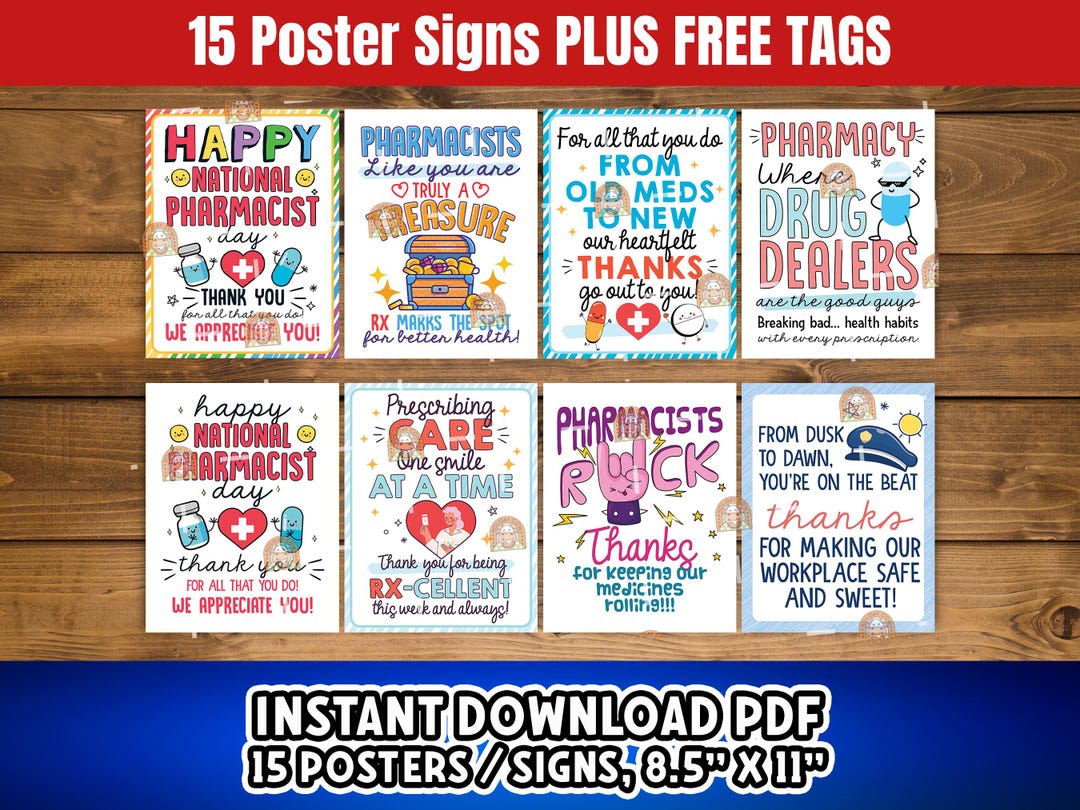 Pharmacist Day Printable Signs, Pharmacist Day Gifts for Pharmacist ...
