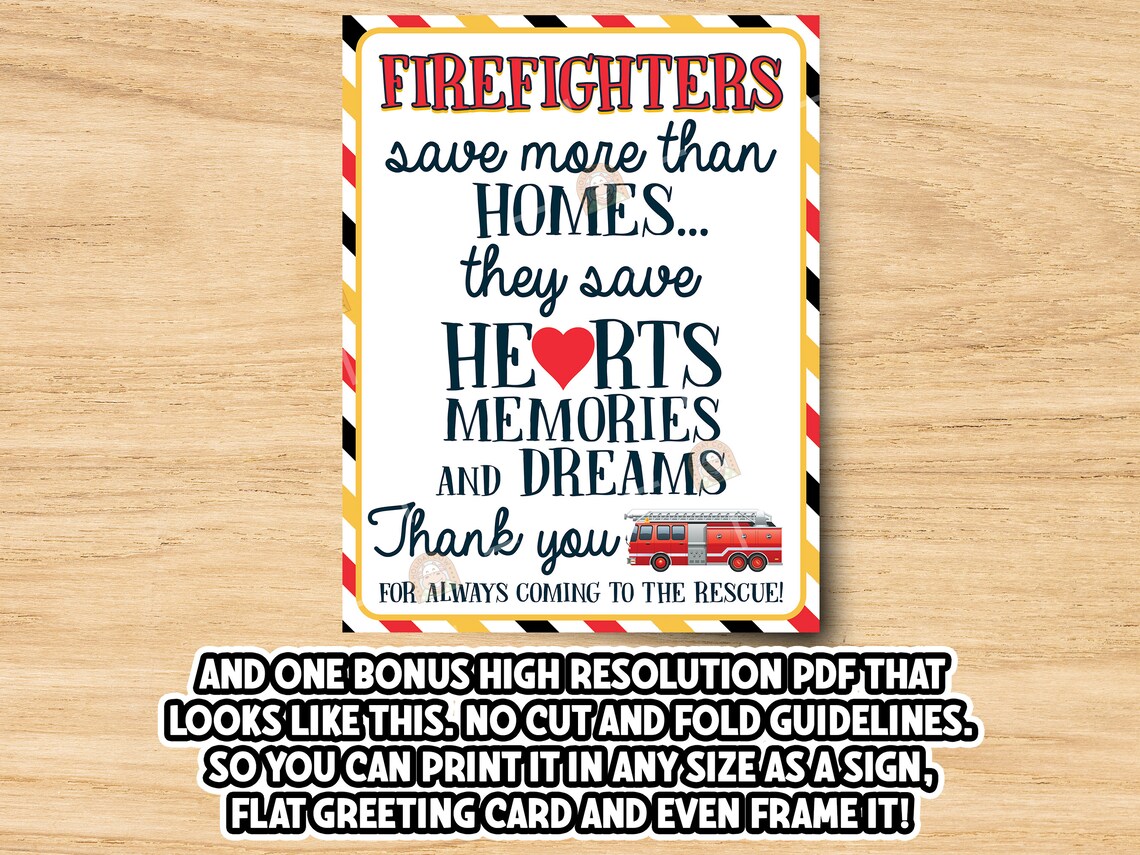 Firefighters Card, Firefighter Gift Printable, International ...