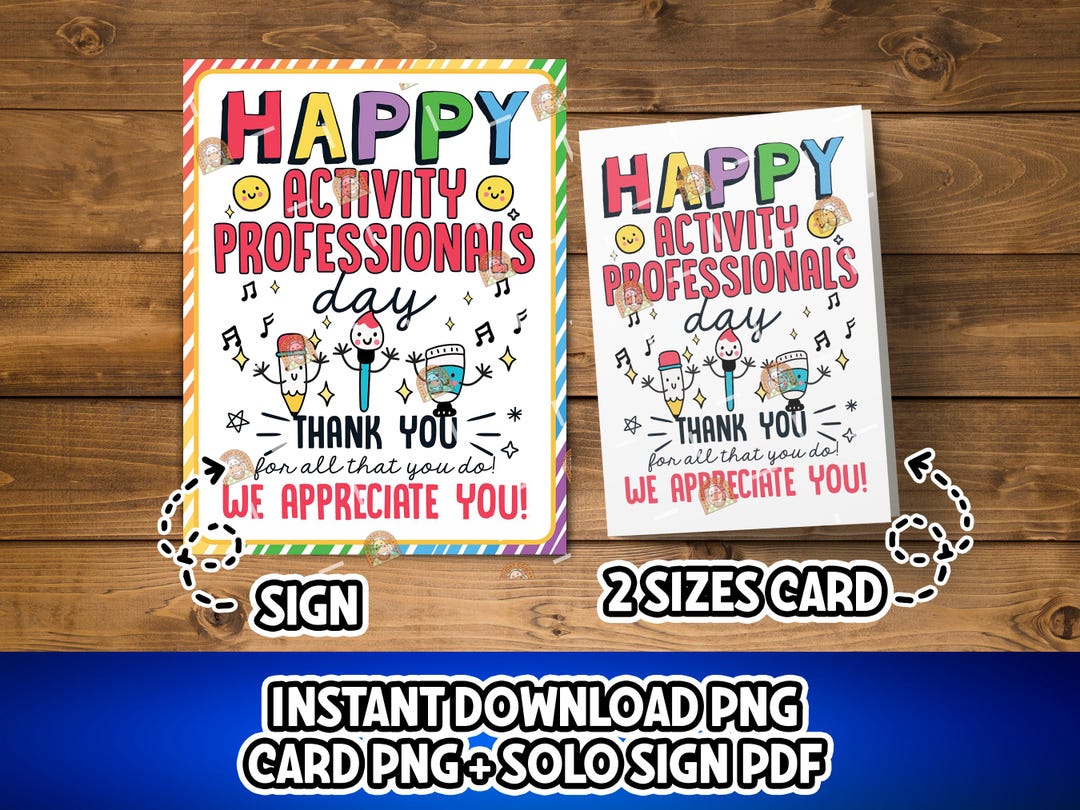 Activity Professionals Day Printable Card, Activity Professionals Gifts ...