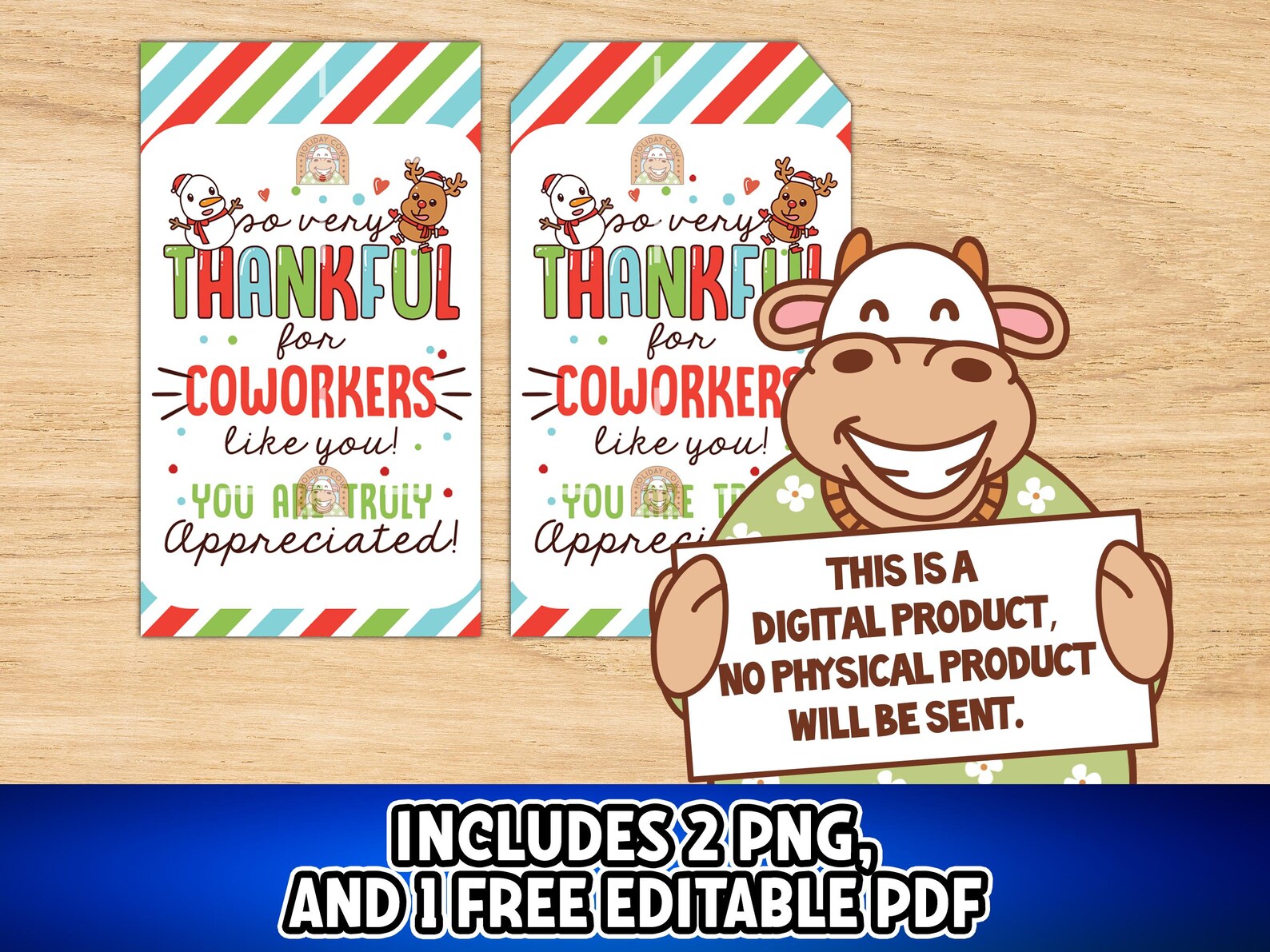 Christmas Coworker Gift Tag, Printable Thank You Co-worker Xmas Git Tag ...