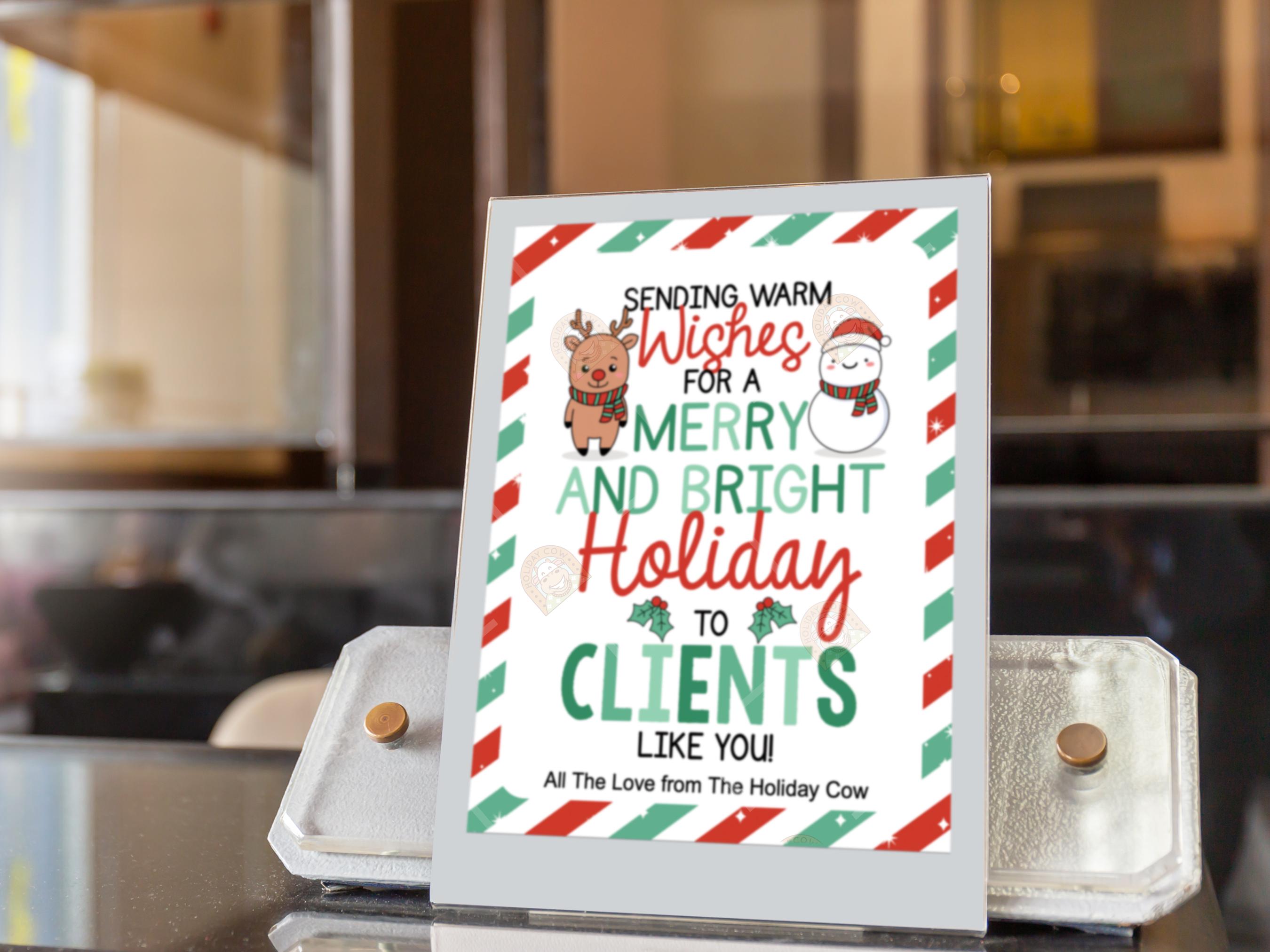 Clients Christmas Gift Printable, Merry and Bright Christmas Wishes for ...