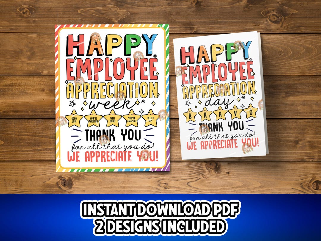 Employee Appreciation Day Gift, Employee Recognition Card Printable ...