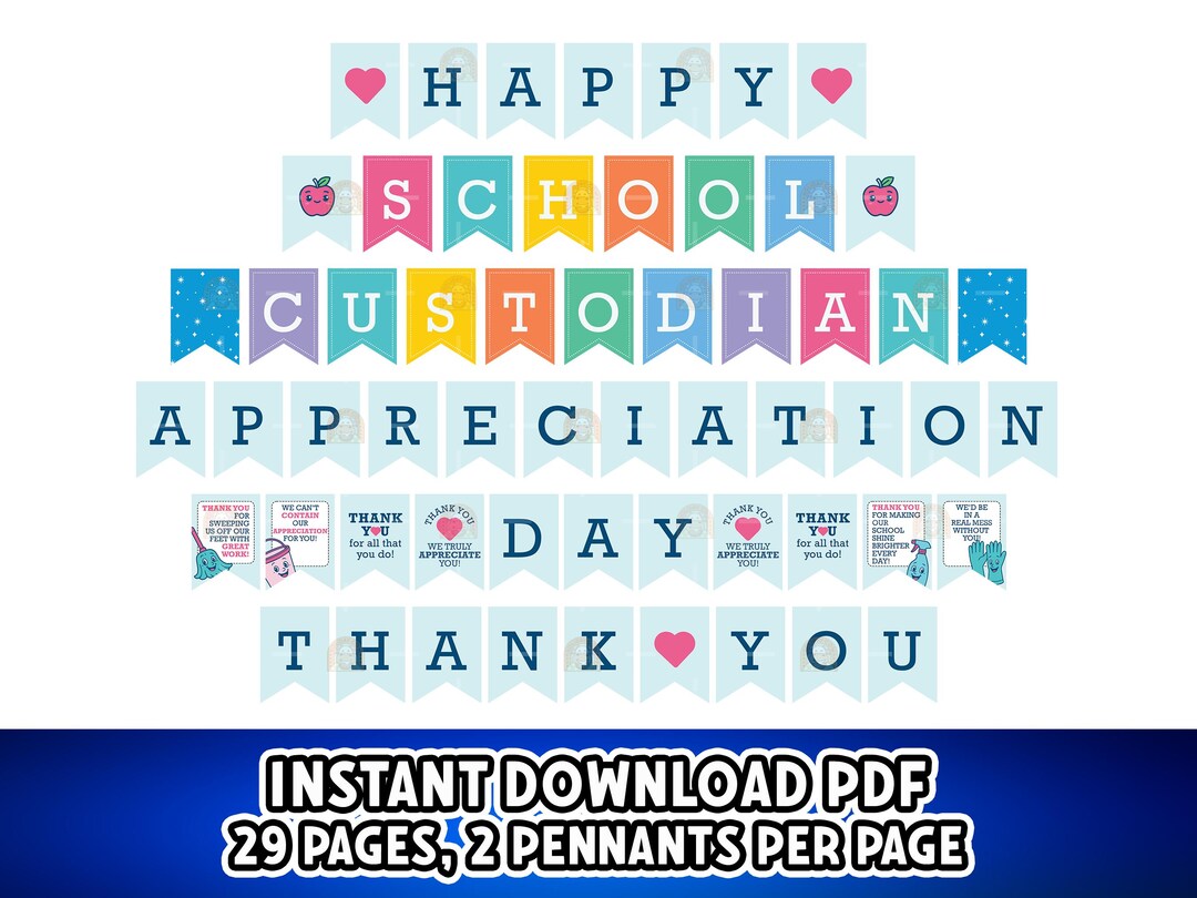 School Custodian Day Banner, Printable Custodian Day Decor, Custodian ...