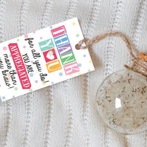 Teacher Appreciation Gift Tags Printable, Teacher Thank You Gift Tag ...