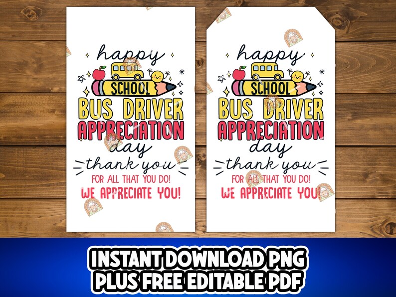 Printable School Bus Driver Appreciation Day Gift Tag, School Bus ...