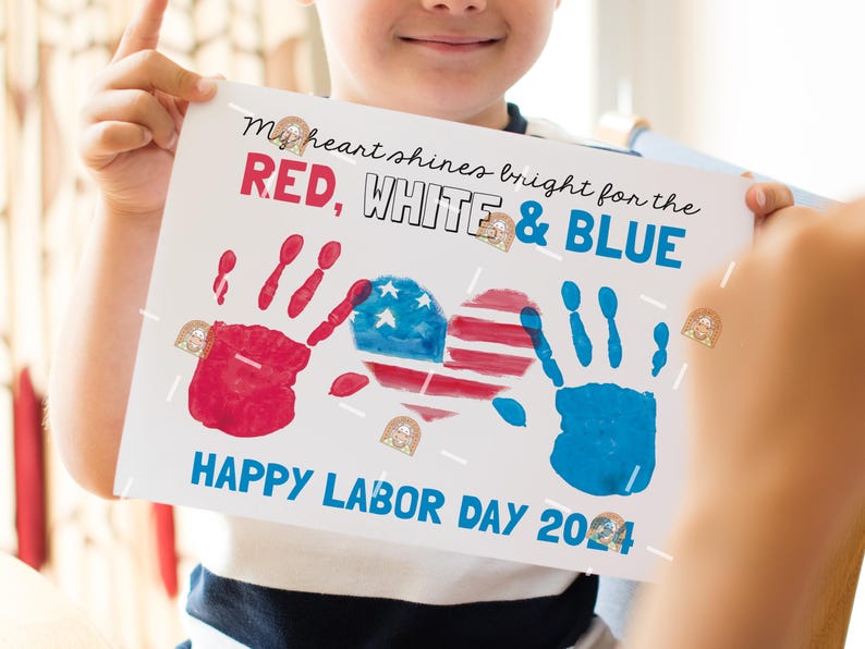 Labor Day Handprint Craft, Printable USA Labor Day Handprint Art Craft ...
