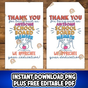School Board Member Gift Tag, Printable School Board Recognition Month ...