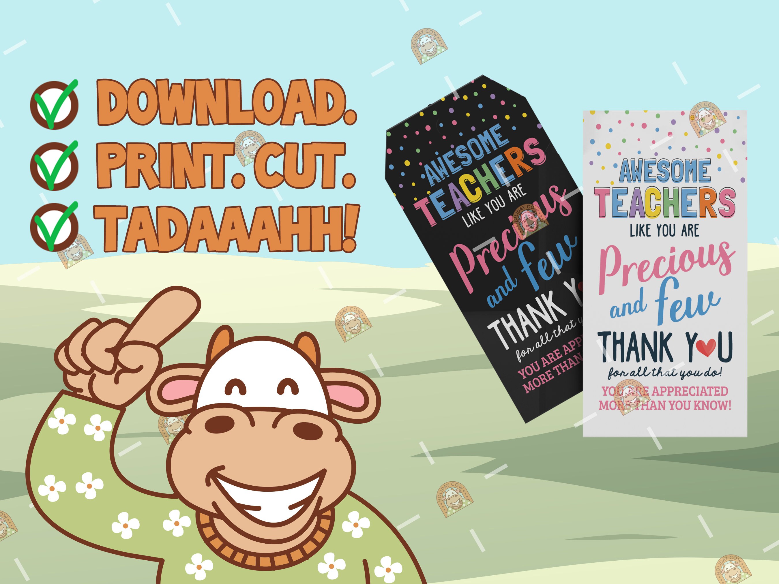 Teacher Appreciation Gift Tag Printable, Teacher Thank You Tag, End of ...