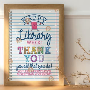 Printable Library Week Card for Librarian, Library Week Gift, Library ...