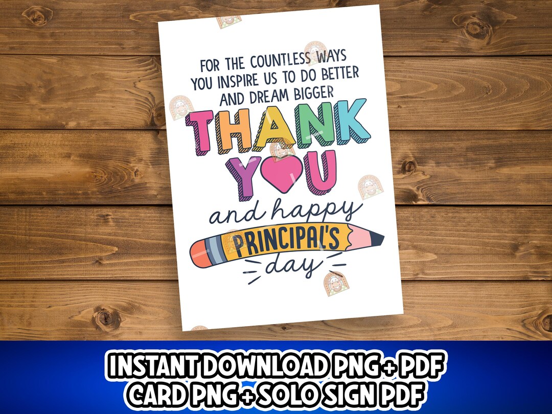 Principal Appreciation Card, School Principal Gift Printable , National ...